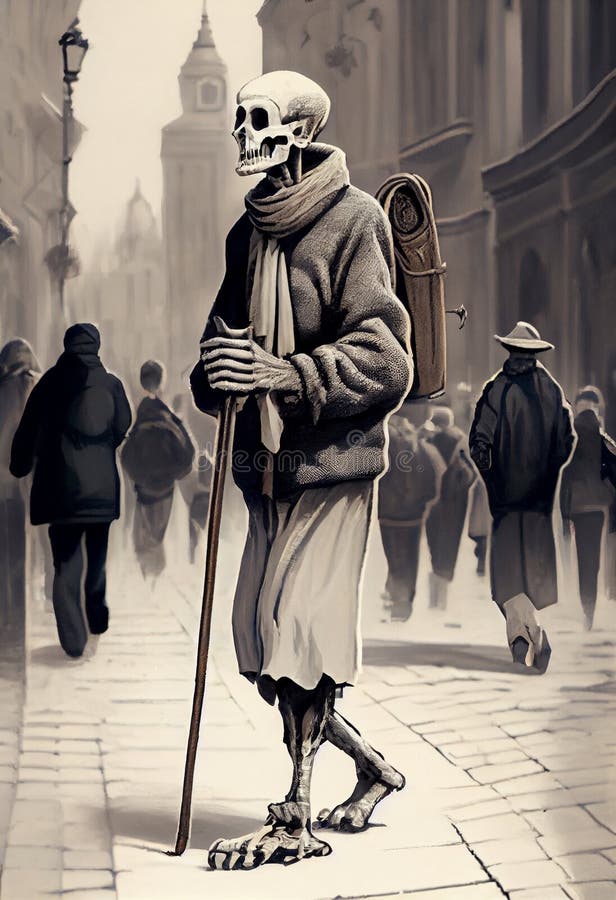 Skeleton Walks Around the City. AI Generated Stock Illustration ...