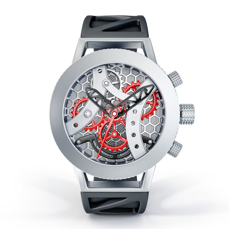 Mechanical Wrist Watch. 3D Model Stock Illustration - Illustration of ...