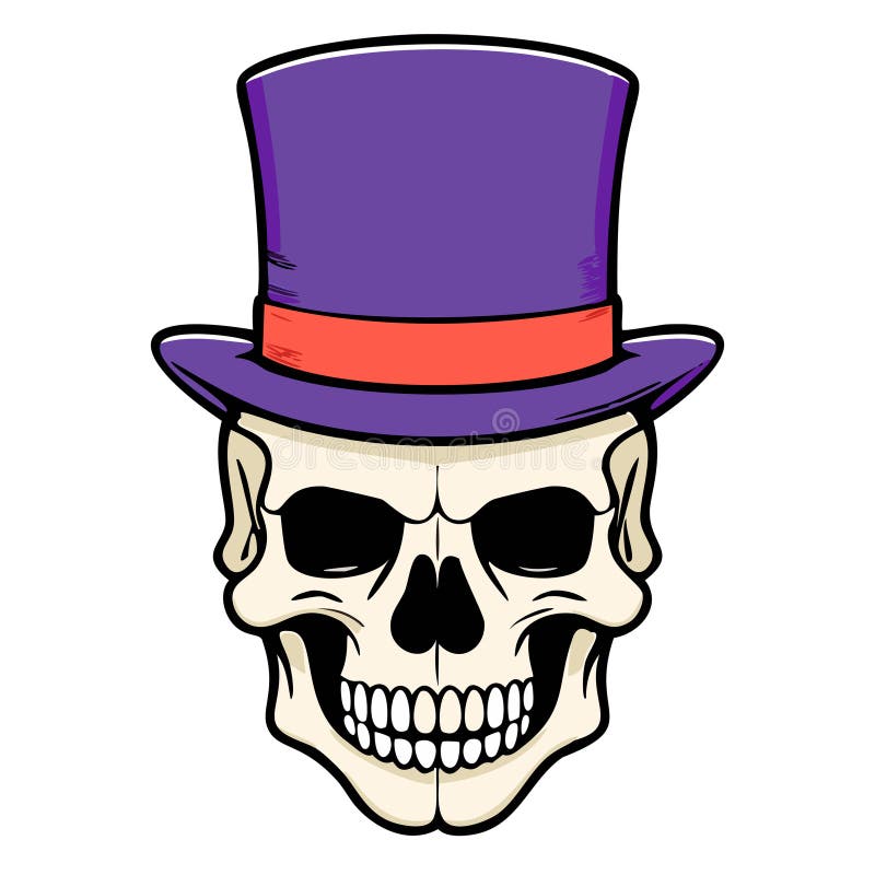 A Skeleton Wearing a Hat on Top of Its Head Vector and Illustration ...