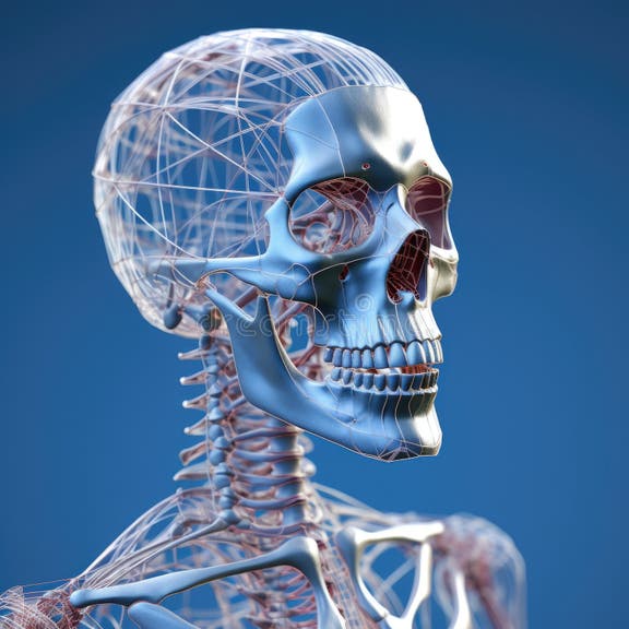 A Skeleton with Wire Mesh and Wire Mesh Around the Head Stock ...