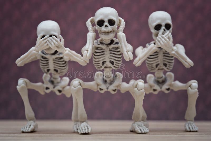 Skeleton 3 wise monkeys stock image. Image of skull, skeleton - 75377747