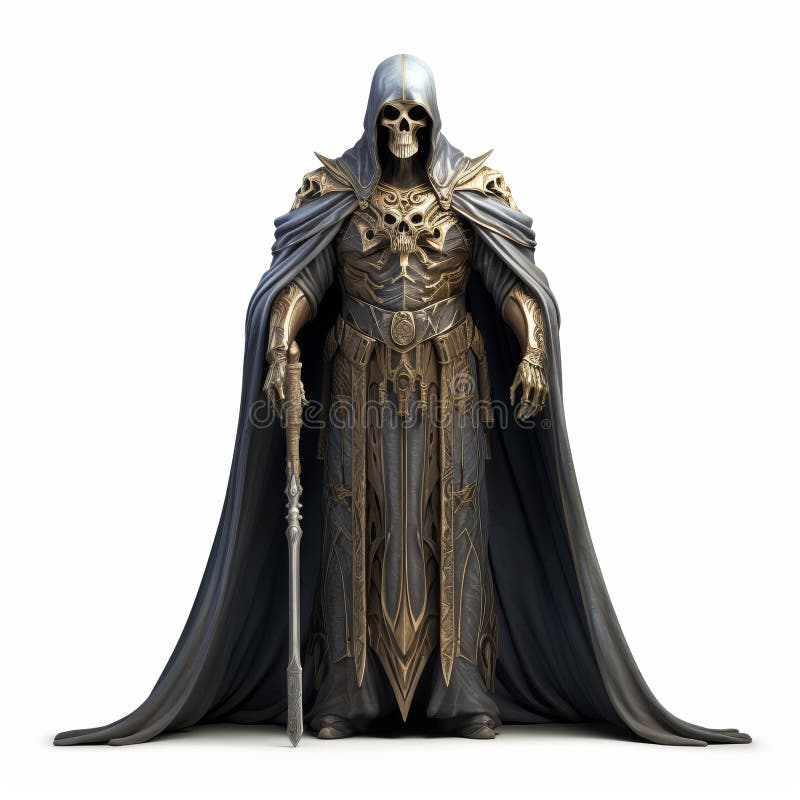 Intricately Sculpted 3d Lich Character with Dark Silver and Light Gold ...