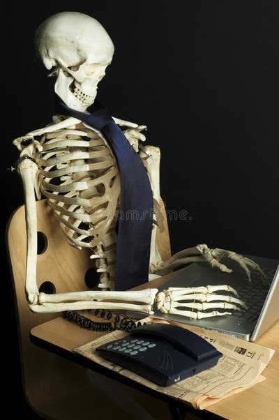 Skeleton at Work 3 stock photo. Image of deadline, newspaper - 82756