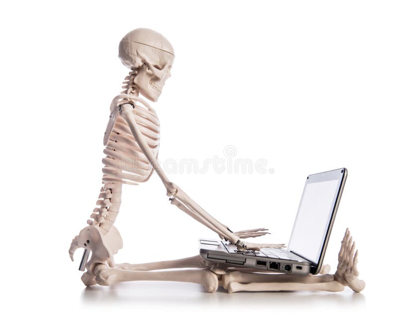 Skeleton working on laptop stock image. Image of laptop - 29057893