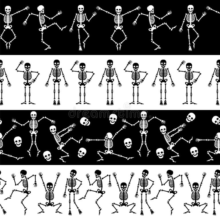 Skeletons Horizontal Pattern Stock Vector - Illustration of cheerful ...