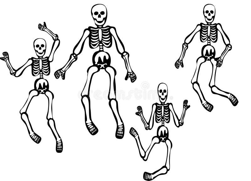 Outline Skeletons Set on Notebook Page Stock Vector - Illustration of ...