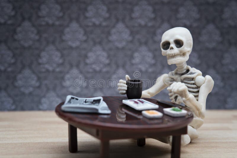 Skeletons meal stock image. Image of chair, skeleton - 69250497