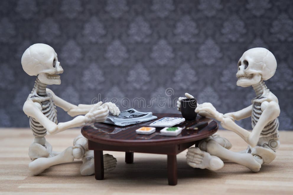 Skeletons meal stock image. Image of social, supper, skull - 69250897