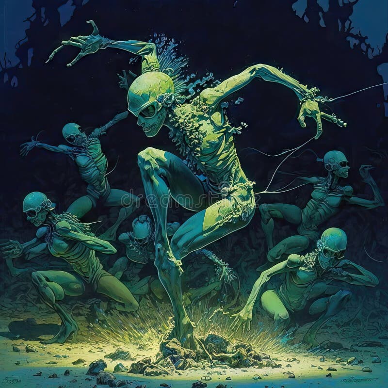 Skeletons or Monsters Dance the Dance of Macabre Stock Illustration ...