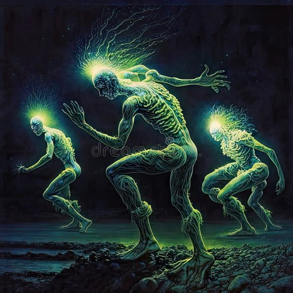 Skeletons or Monsters Dance the Dance of Macabre Stock Illustration ...