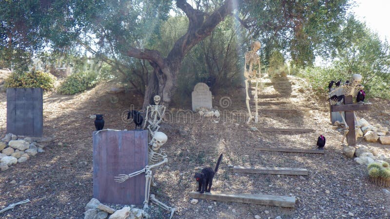 Skeletons and Ravens in a Spooky Outdoor Setting Stock Photo - Image of ...