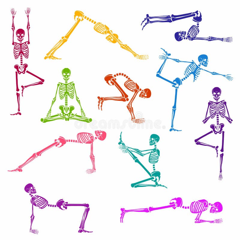 Skeletons in a Yoga Pose. Seamless Pattern. Vector Illustration. Stock ...