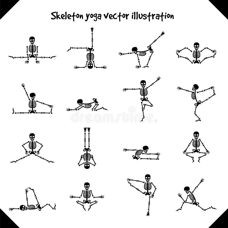 Skeletons in yoga poses stock vector. Illustration of skeletons - 77535555