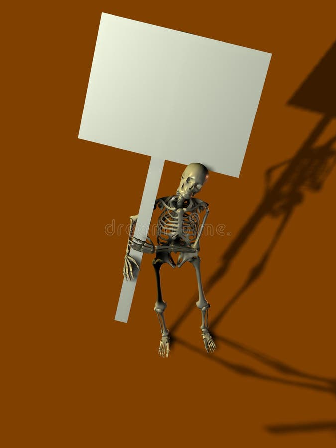 Skeleton Holding Blank Sign Stock Illustrations – 58 Skeleton Holding ...