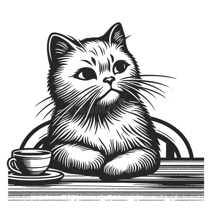 Skeptical Cat Sketch Vector Illustration Stock Vector - Illustration of ...