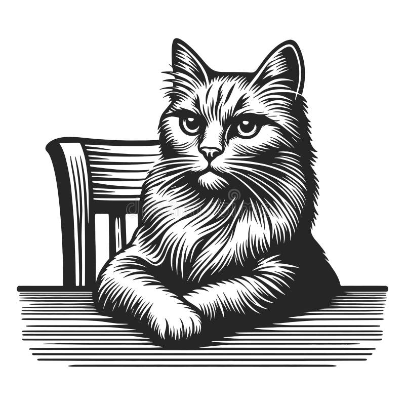 Skeptical Cat Sketch Vector Illustration Stock Vector - Illustration of ...