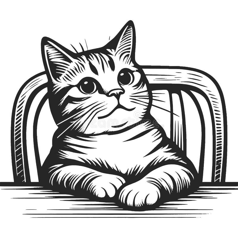 Skeptical Cat Sketch Raster Illustration Stock Illustration ...