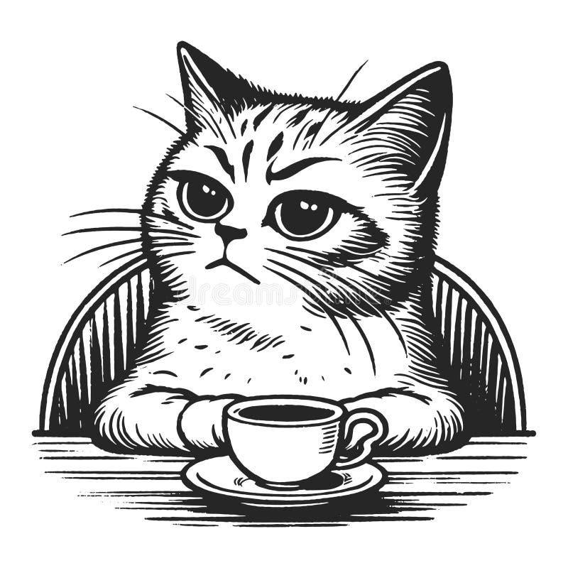 Skeptical Cat Sketch Vector Illustration Stock Vector - Illustration of ...