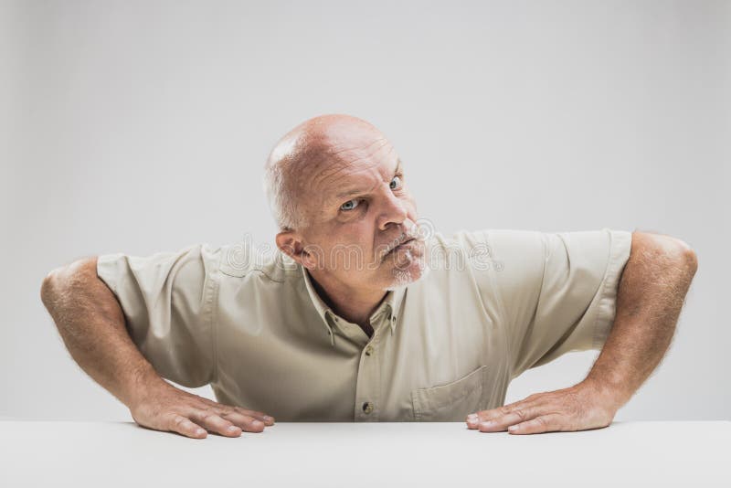 Skeptical Disbelieving Senior Man Glaring Stock Photo - Image of anger ...