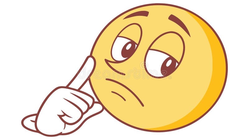 A Skeptical Emoji Thinking with a Finger on Its Cheek, Vector Design ...