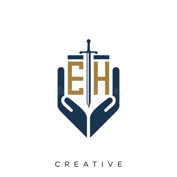 EH Hand Sword Logo Design Symbol Stock Illustration - Illustration of ...