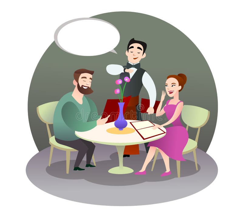 Loving Couple is Having Dinner in a Restaurant Stock Vector ...
