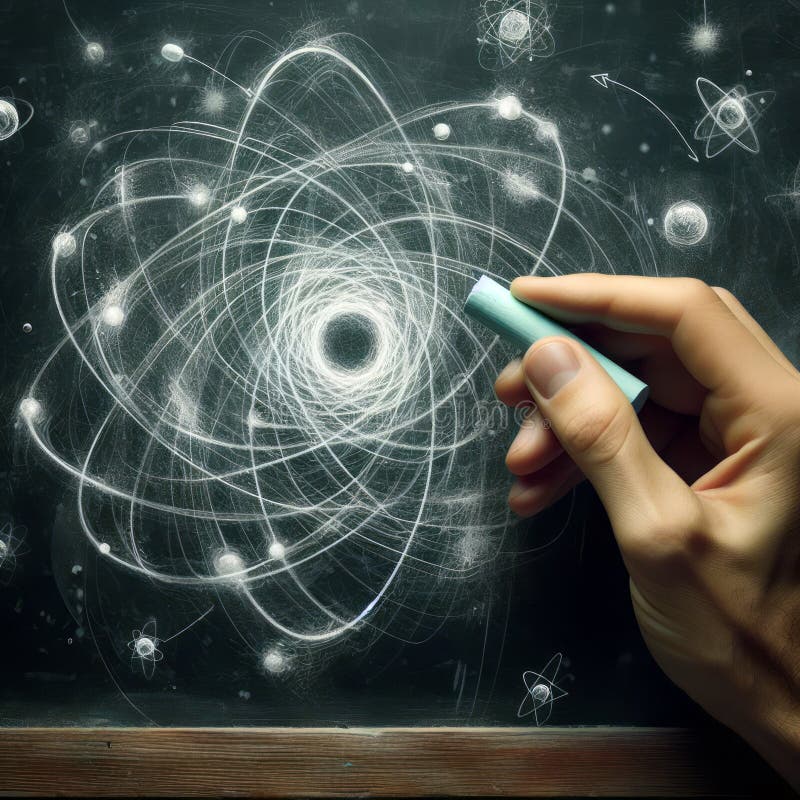 Chalk drawing of atom stock illustration. Illustration of molecule ...