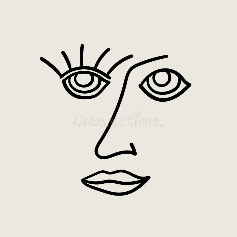 Sketch of Abstract Human Face. Portrait Drawn by Hand. Vector ...