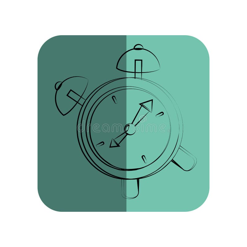 Sketch of Alarm Clock in Square Frame Stock Vector - Illustration of ...