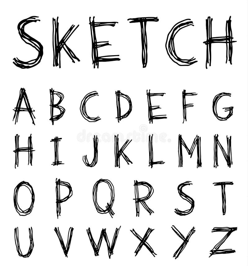 Sketch Alphabet Font Line - Vector Illustration Stock Vector ...