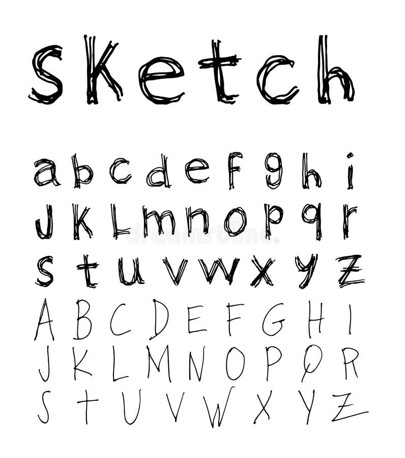 Sketch Alphabet Font Line - Vector Illustration Stock Vector ...
