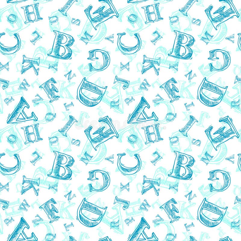 Sketch Alphabet Seamless Pattern Stock Vector - Illustration of ...