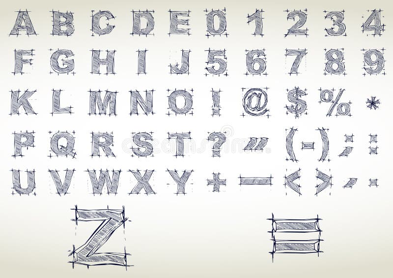 Sketch alphabet stock vector. Illustration of draw, font - 27589354