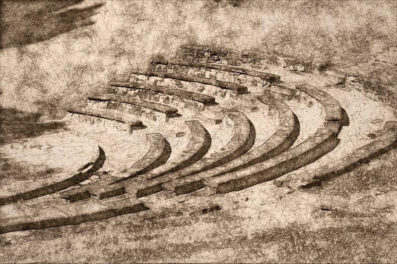 Sketch of Amphitheater Seating Ready for a Performance in the Park ...