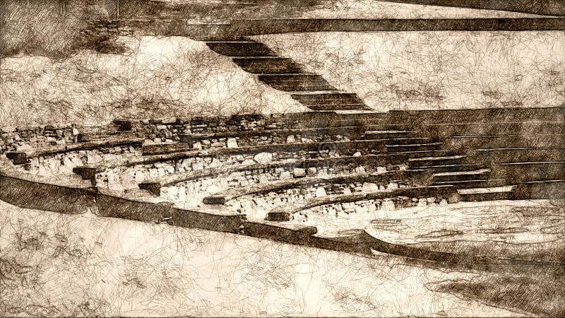 Sketch of Amphitheater Seating Ready for a Performance in the Park ...