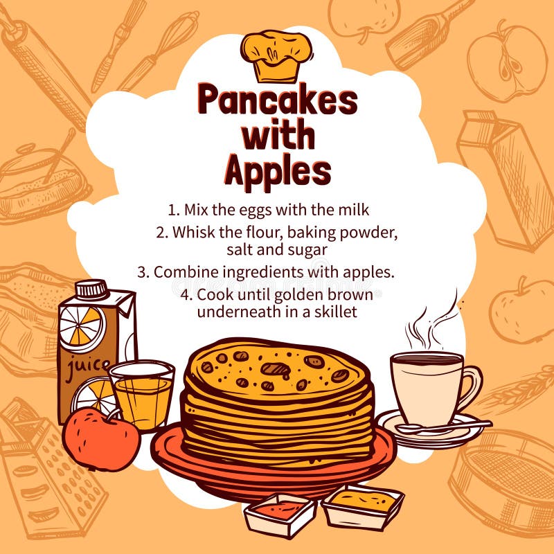 Pancakes Recipe Infographics Stock Vector - Illustration of diet, food ...