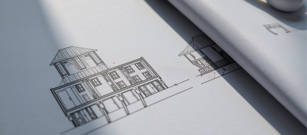 Sketch by an Architect for a Building Design Project Stock Illustration ...