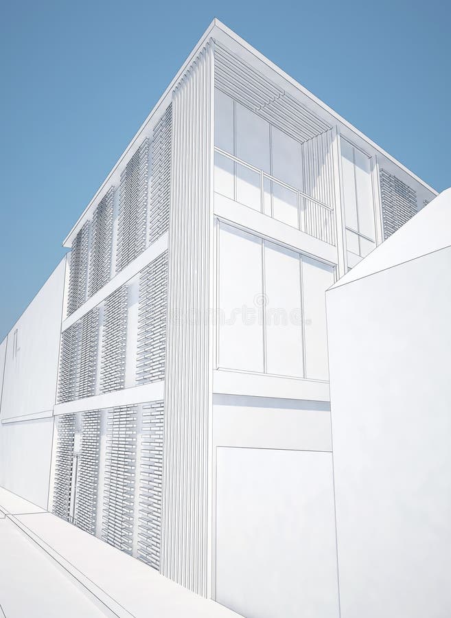 Sketch Architecture Design of Inset House ,3dwire Frame Render Building ...