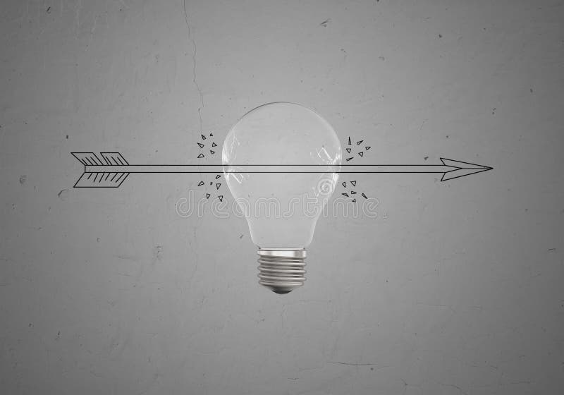 Sketch of Arrow Piercing Light Bulb Stock Photo - Image of contact ...