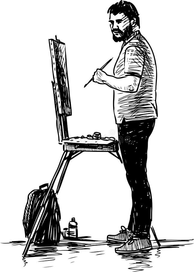 Artist at work stock vector. Illustration of hand, isolated - 32405185