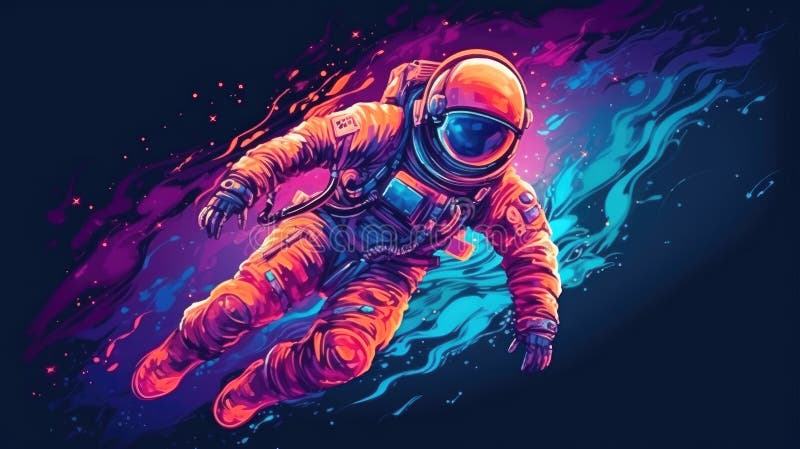 Sketch of the Astronaut Flying in Open Space Stock Illustration ...