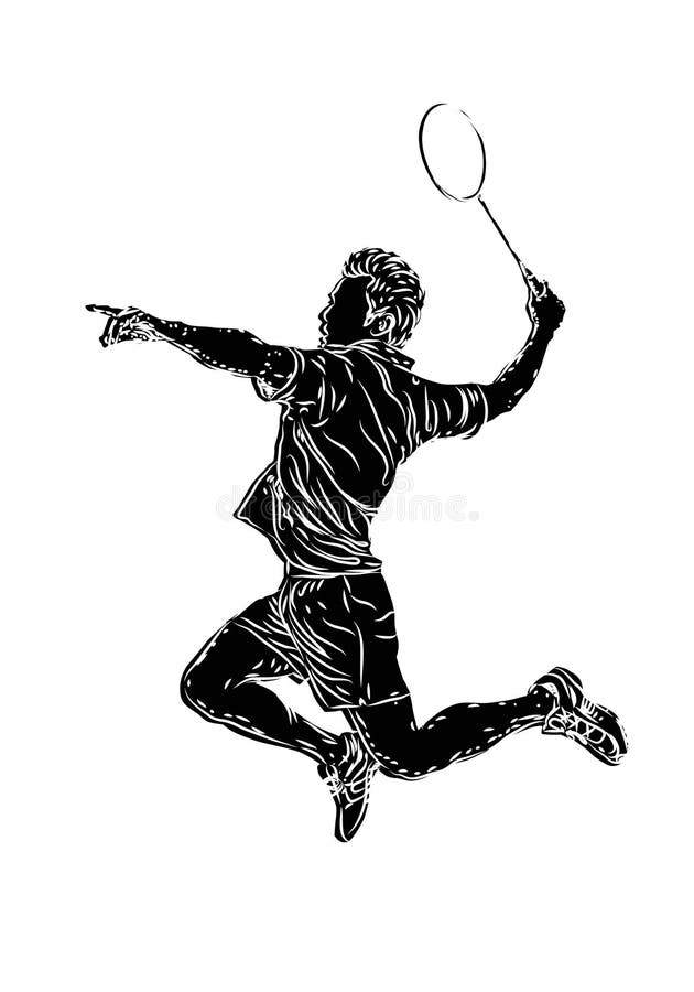 Sketch Badminton Player, Single Player Vector Illustration, Suitable ...