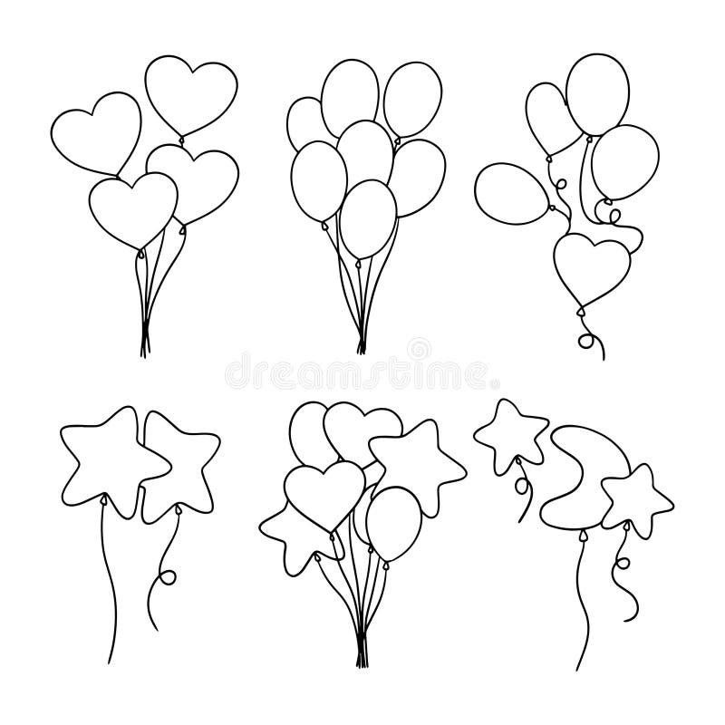 Sketch of Balloons. a Set of Inflatable Balls on a String. Balloons of ...