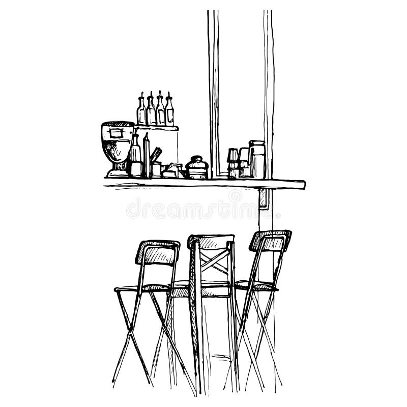 Sketch of bar counter stock vector. Illustration of lifestyle - 101047416