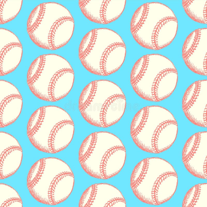 Seamless Pattern with Baseball Softball Ball Graphics. Stock Vector ...