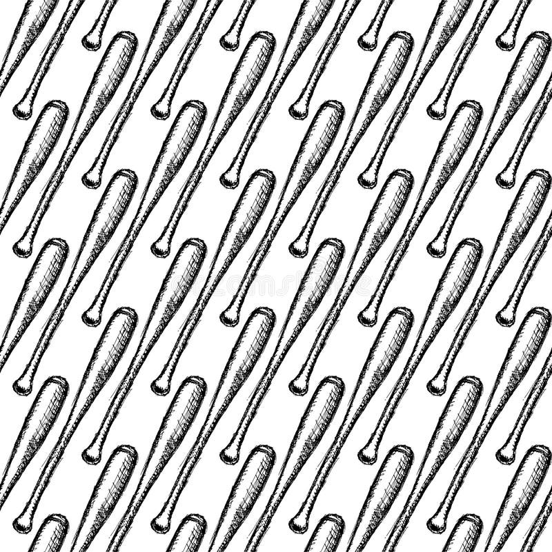 Sketch Baseball Bat, Vector Seamless Pattern Stock Vector ...