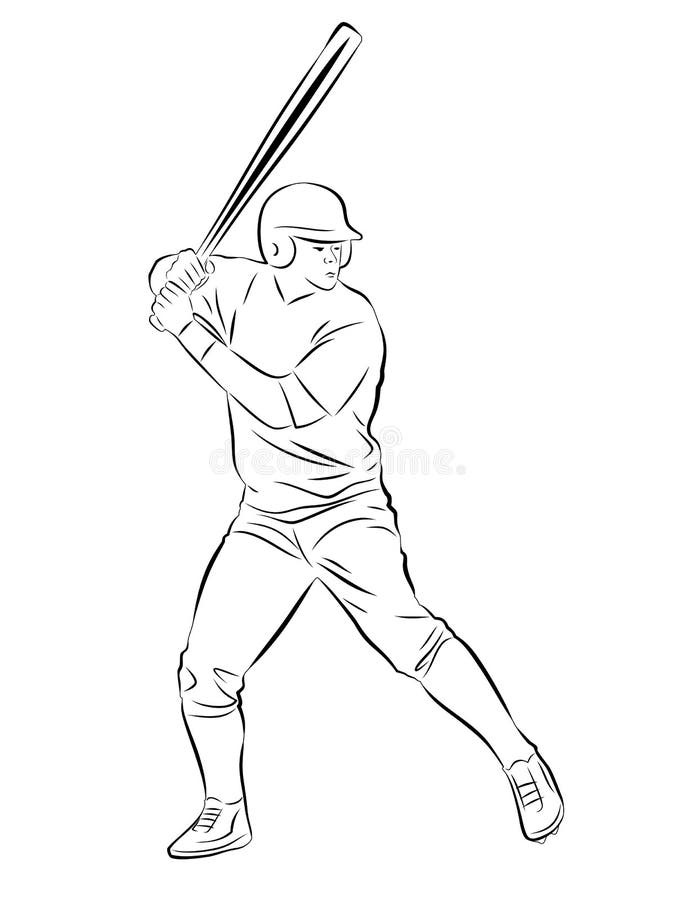 Baseball player sketch stock vector. Illustration of recreation - 29491381