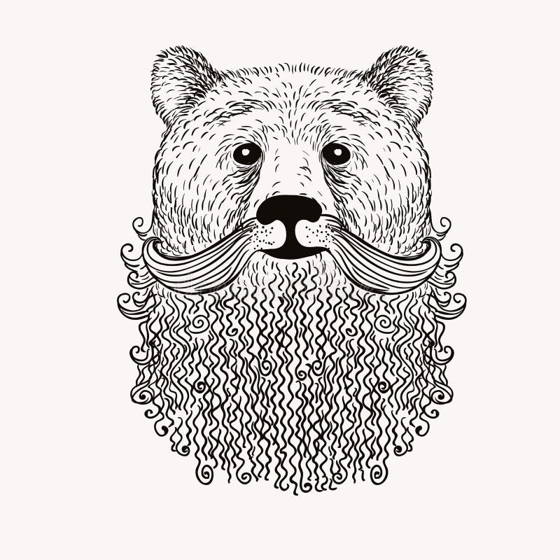 Sketch Bear with a Beard. Hand Drawn Illustration. Doodl Stock ...