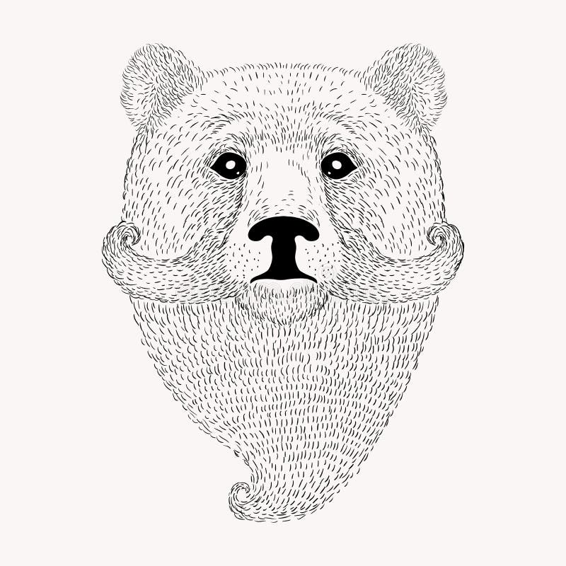 Sketch Bear with a Beard and Moustache. Hand Drawn Illus Stock ...