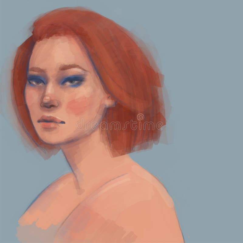 Beautiful Red Haired Girl Blue Eyes Stock Illustrations 84 Beautiful